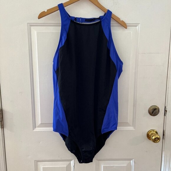 Lands' End | Swim | Lands End Womans Plussize Blackblue Onepiece ...